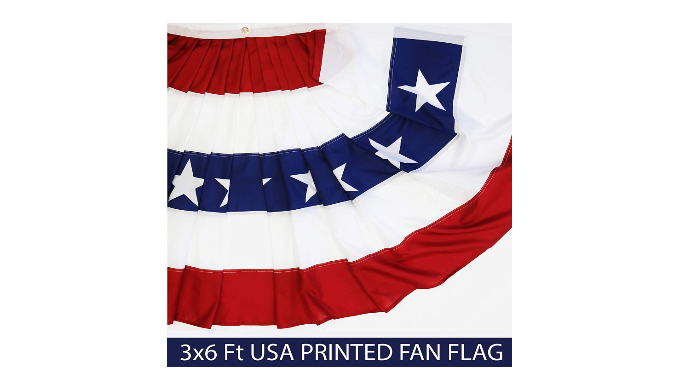Usa Pleated Fan Flag 3x6ft Printed 150d Polyester Patriotic Stars