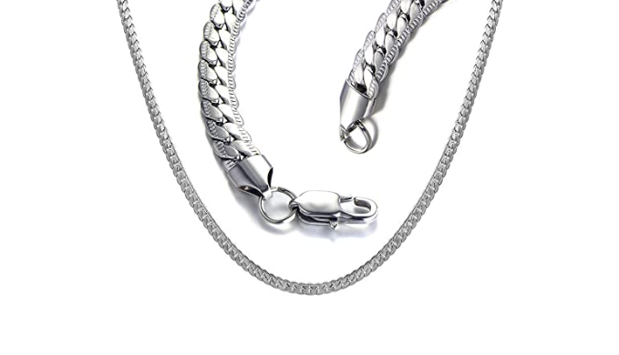 Cuban Link Chain for Men Women 18 Inch Diamond Cut Stainless Steel ...