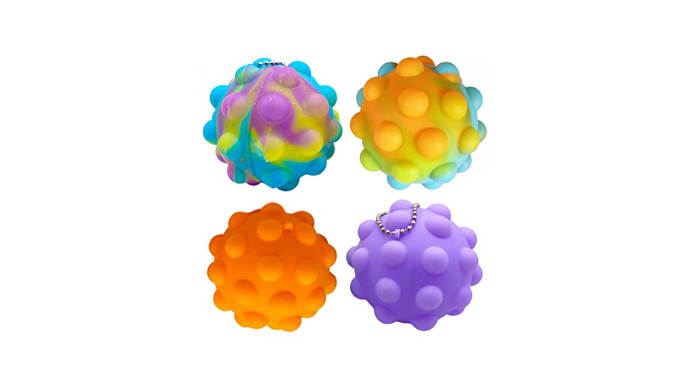 4 Pack Popping Up Bubble Ball Fidget Sensory Toy - Push Pop Up Squeeze ...