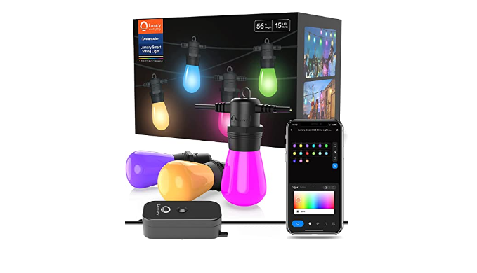 Lumary 56FT Smart Outdoor String Lights, RGBAiWW Patio Lights IP65 ...