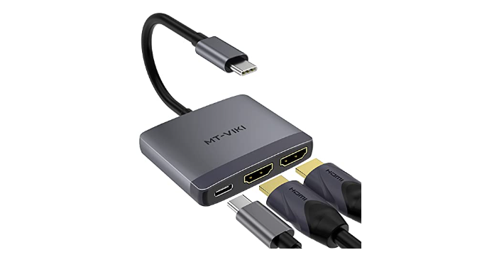 USB C Splitter, USB C to Dual HDMI Adapter 4K@60Hz, MT-Viki Dual ...