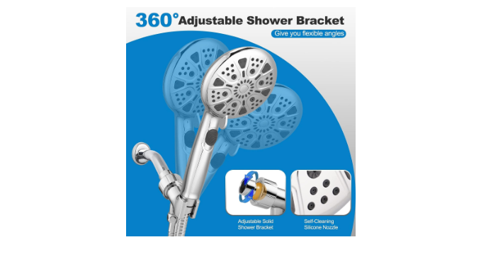 High Pressure Shower Head with handheld, Lanhado 9 Setting Handheld ...