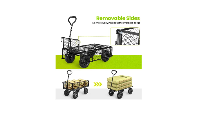 Homdox Steel Garden Cart 550 lbs Capacity Heavy Duty Garden Wagons,with ...