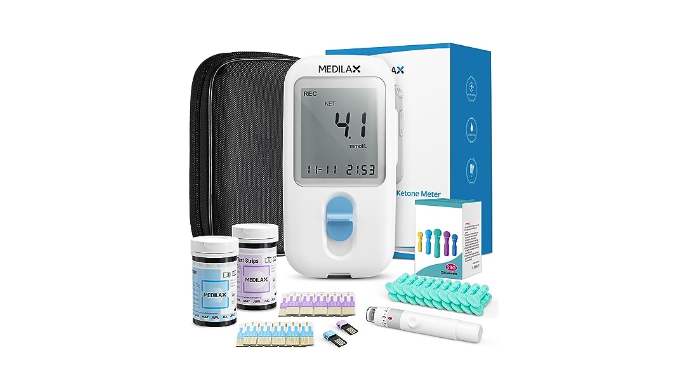 Medilax Ketone Monitor and Glucose Meter Kit - Dual Blood Sugar and ...